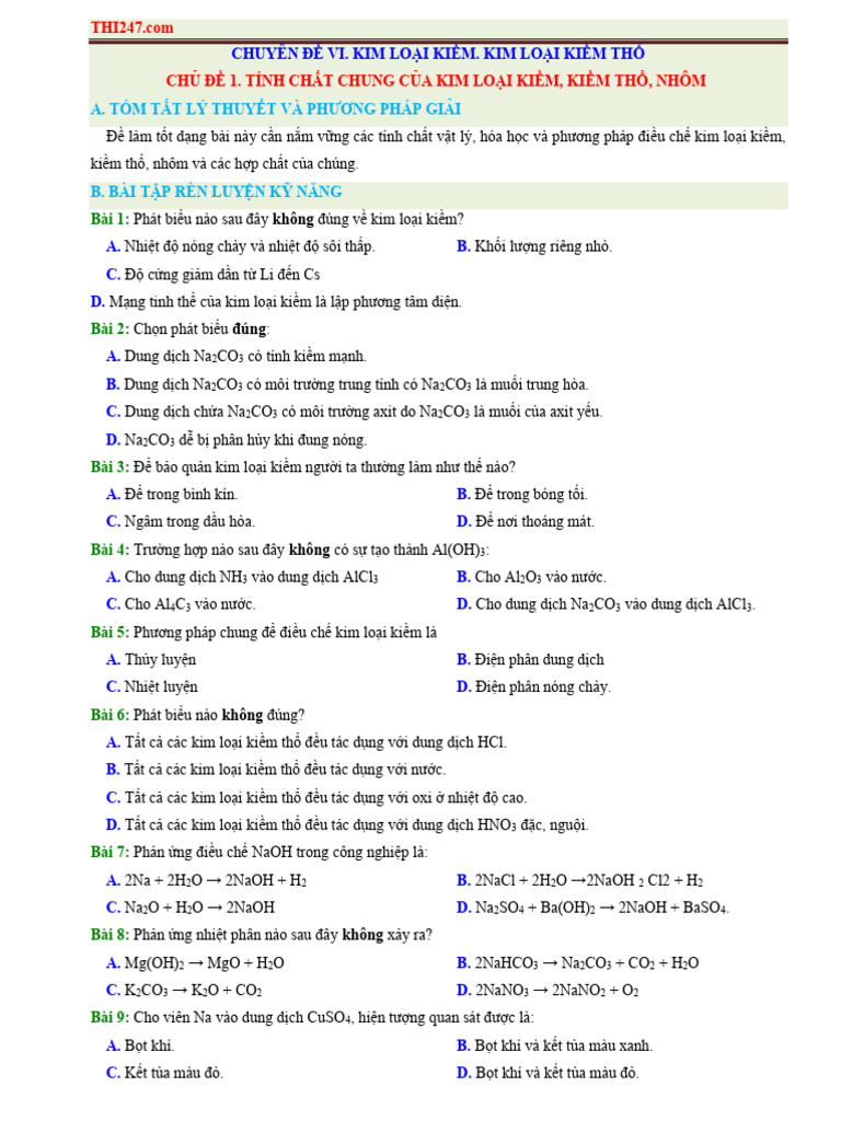 phan-dang-va-bai-tap-chuyen-de-kim-loai-kiem-kim-loai-kiem-tho-nhom-co-dap-an-va-loi-giai | PDF