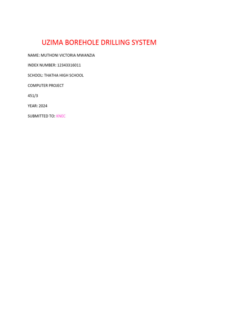 Uzima Borehole Drilling System 1 | PDF | Fee | Taxes