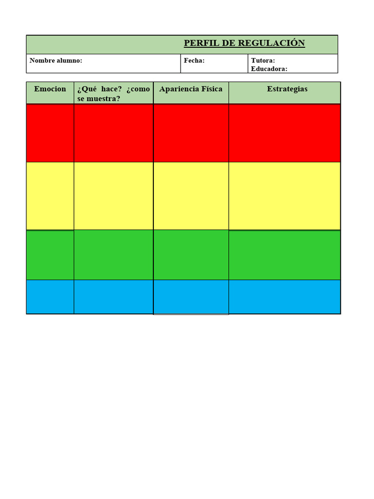 Plantilla Zonas de Regulación | PDF | Crecimiento personal y ...