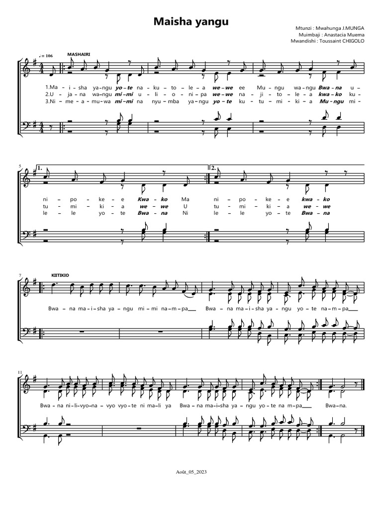 MAISHA YANGU. Anastacia | PDF