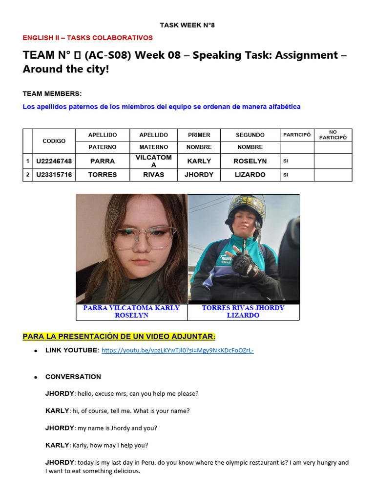 (AC-S08) Week 08 - Speaking Task: Assignment - Around The City! | PDF | Food And Drink | Cuisine ...