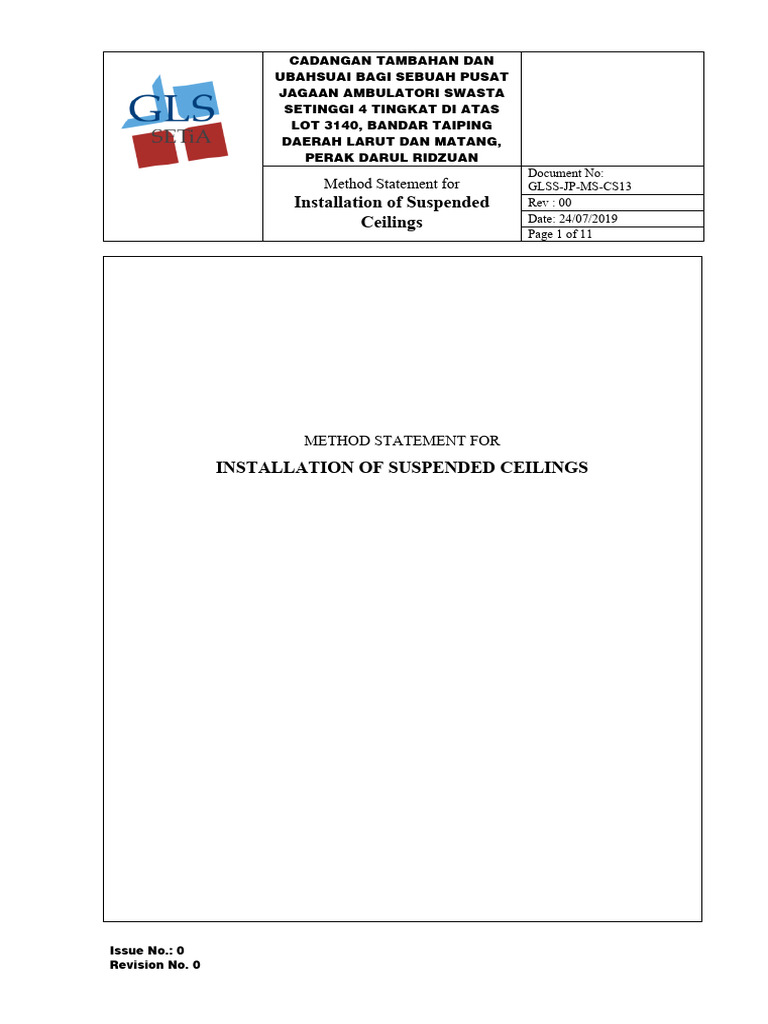 Method Statement for Ceiling Installation | PDF | Drywall | Building ...