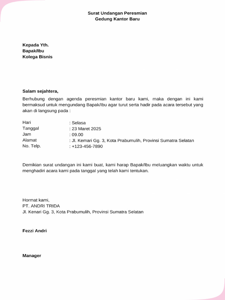 Surat Undangan Resmi | PDF
