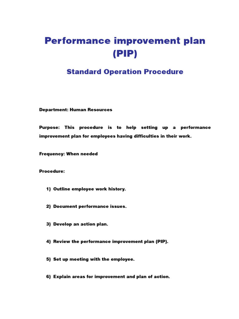 How To Create A Performance Improvement Plan D12564 | PDF | Business