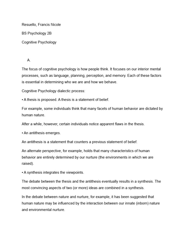 Think Pair Share Activity 1 | PDF | Psychology | Cognition