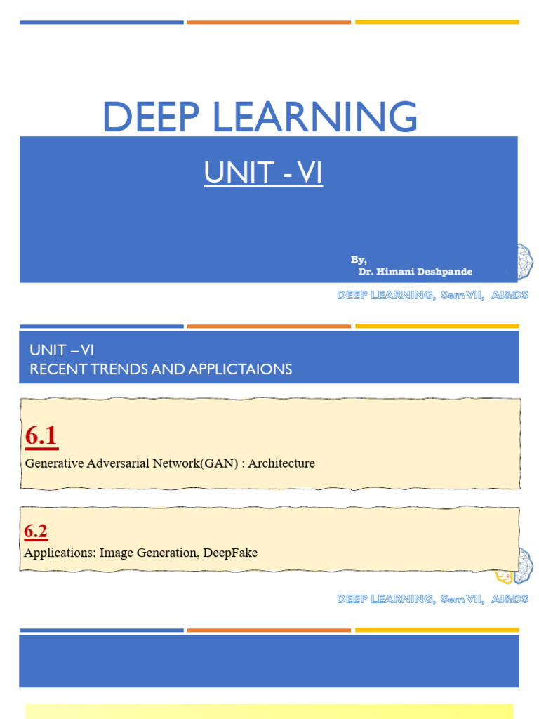 DL Unit6 Gan | PDF | Artificial Neural Network | Deep Learning