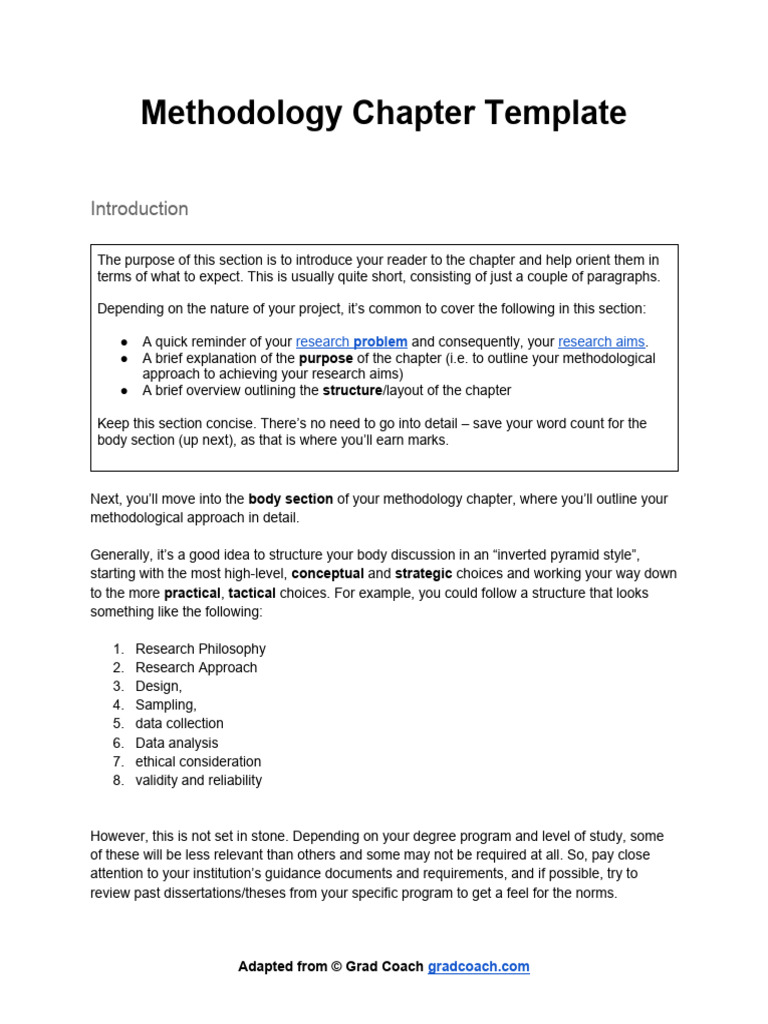 Methodology Chapter Structure Guide | PDF | Methodology | Qualitative ...