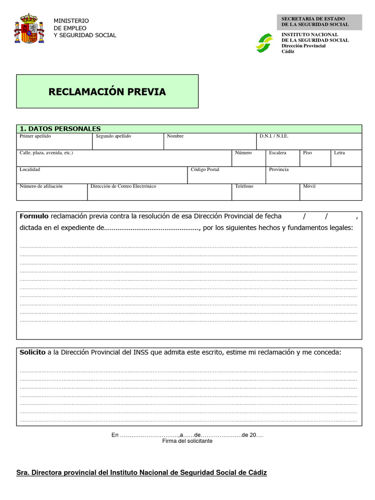 Reclamación Previa | PDF