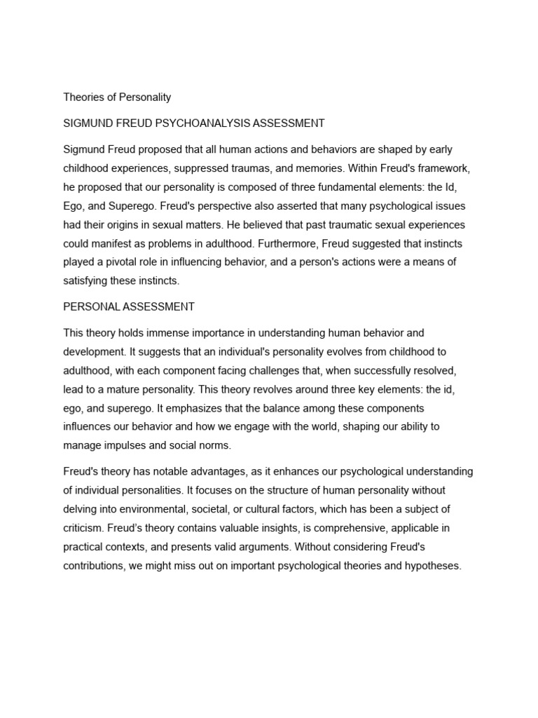 Freud's Personality Theory Explained | PDF | Self-Improvement | Science ...