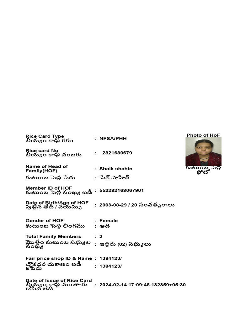 Shahin Rice Card | PDF