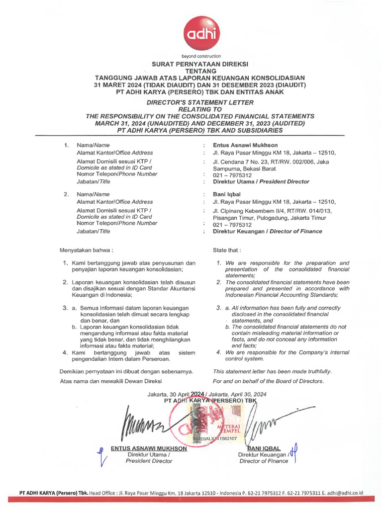 SPD LK 31 Maret 2024 Adhi | PDF