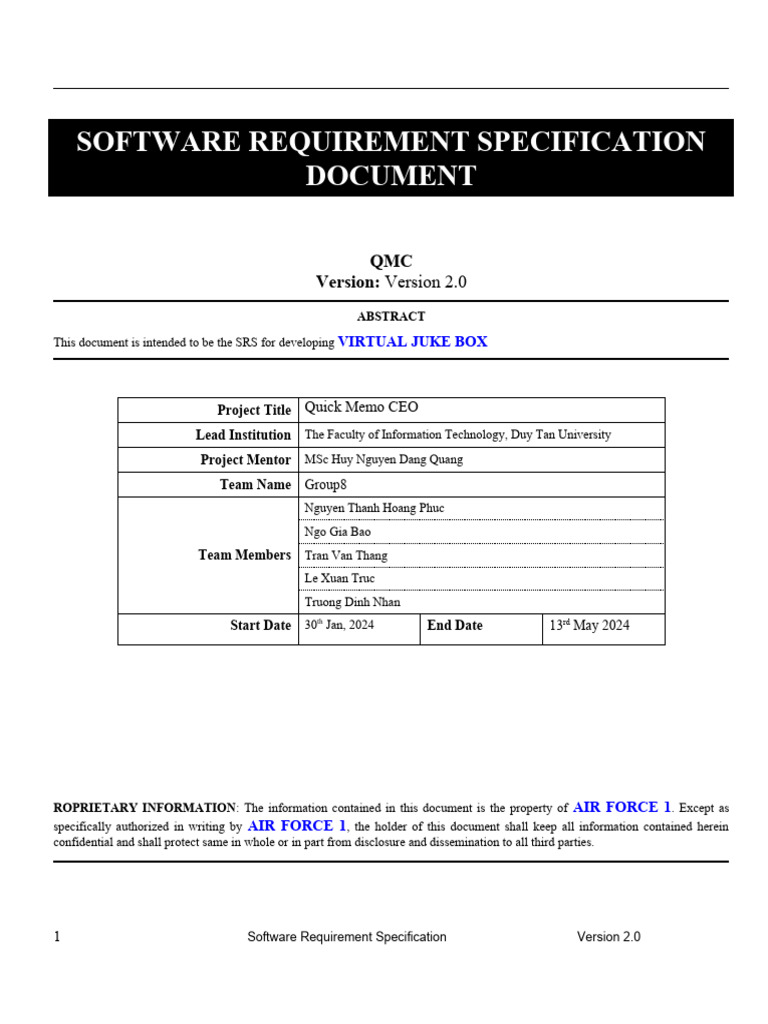 Software Requiremen Specification Template | PDF | Use Case | Specification (Technical Standard)