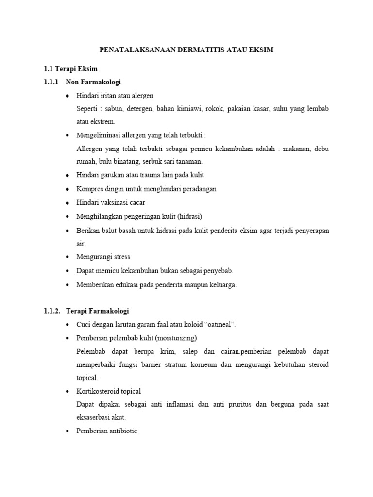 Penatalaksanaan Dermatitis Atau Eksim | PDF
