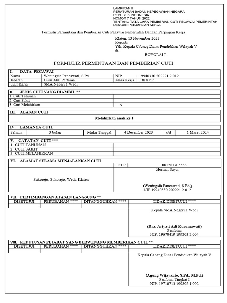 Form Cuti PPPK | PDF