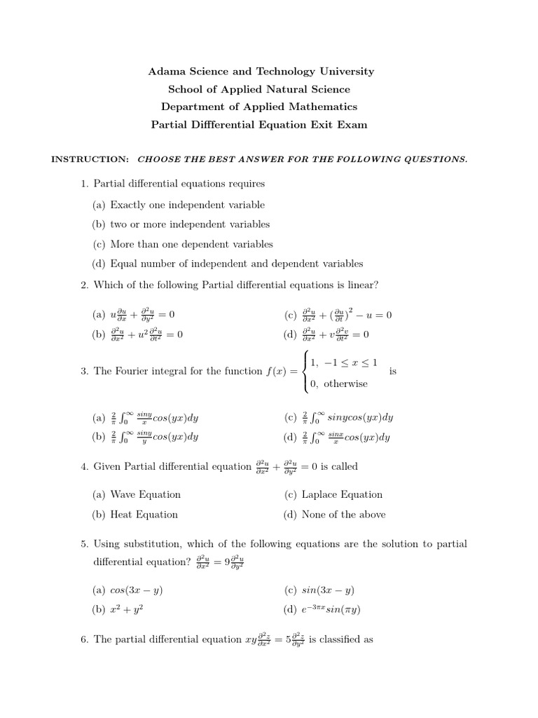 Pde 1 | PDF | Equations | Fourier Transform