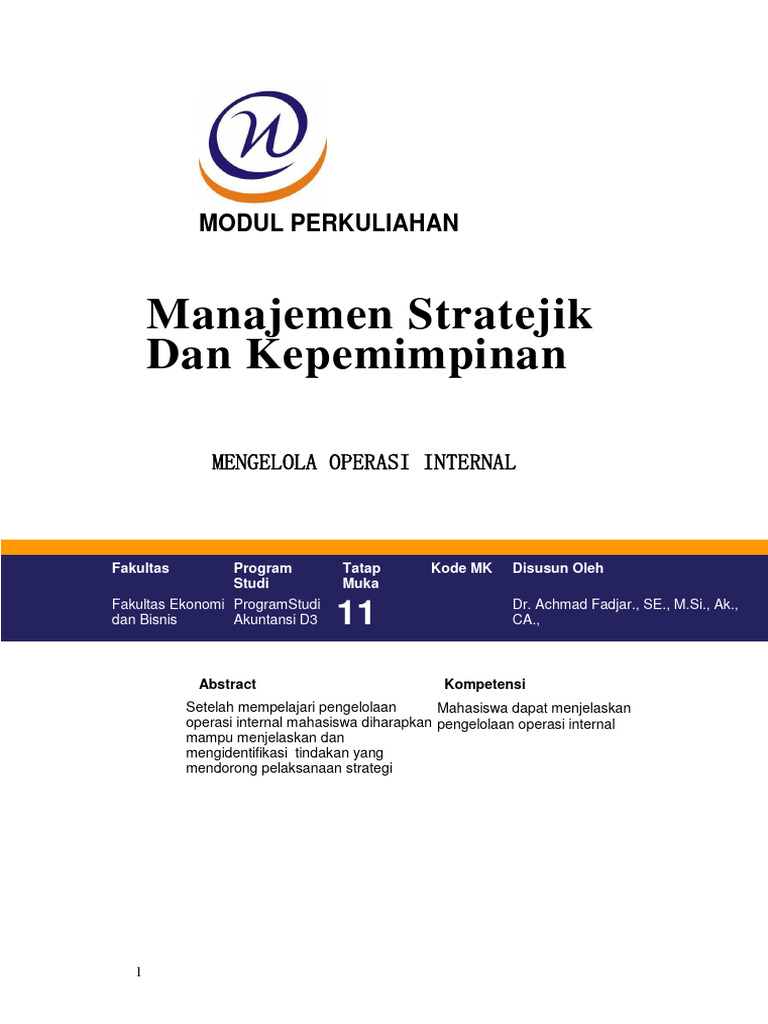 Modul Pertemuan 11 Mengelola Operasi Internal | PDF