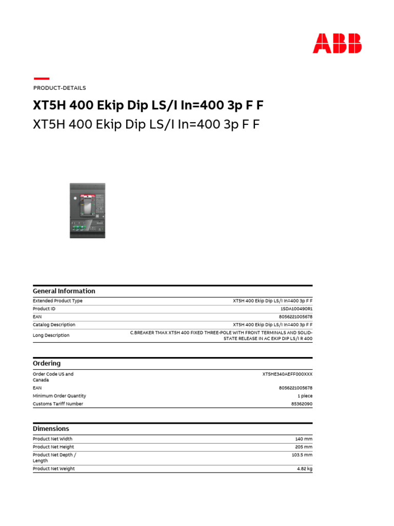 1SDA100490R1-xt5h-400-ekip-dip-ls-i-in-400-3p-f-f (1) | Download Free PDF | Electrical ...