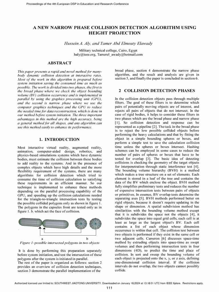 A New Narrow Phase Collision Detection Algorithm Using Height Projection | PDF | Rotation | Geometry