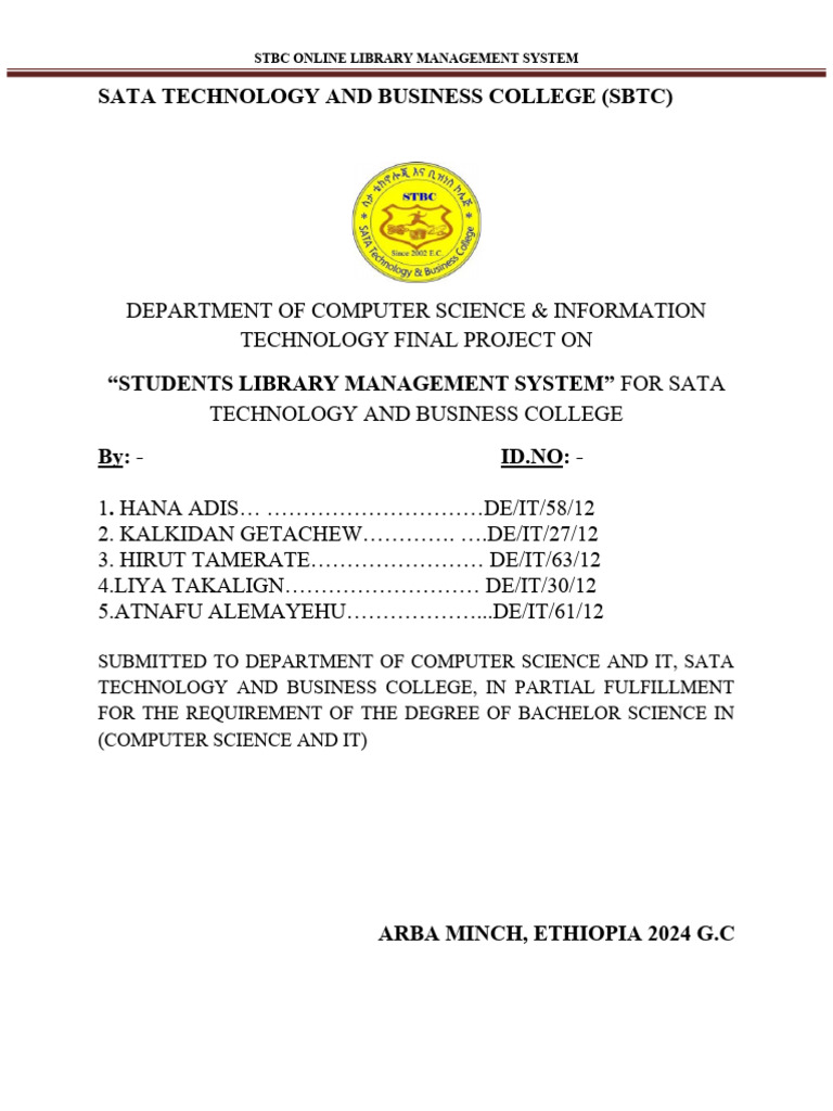 FINAL PAPER ON-STBC Online Library Management System | PDF | Password ...