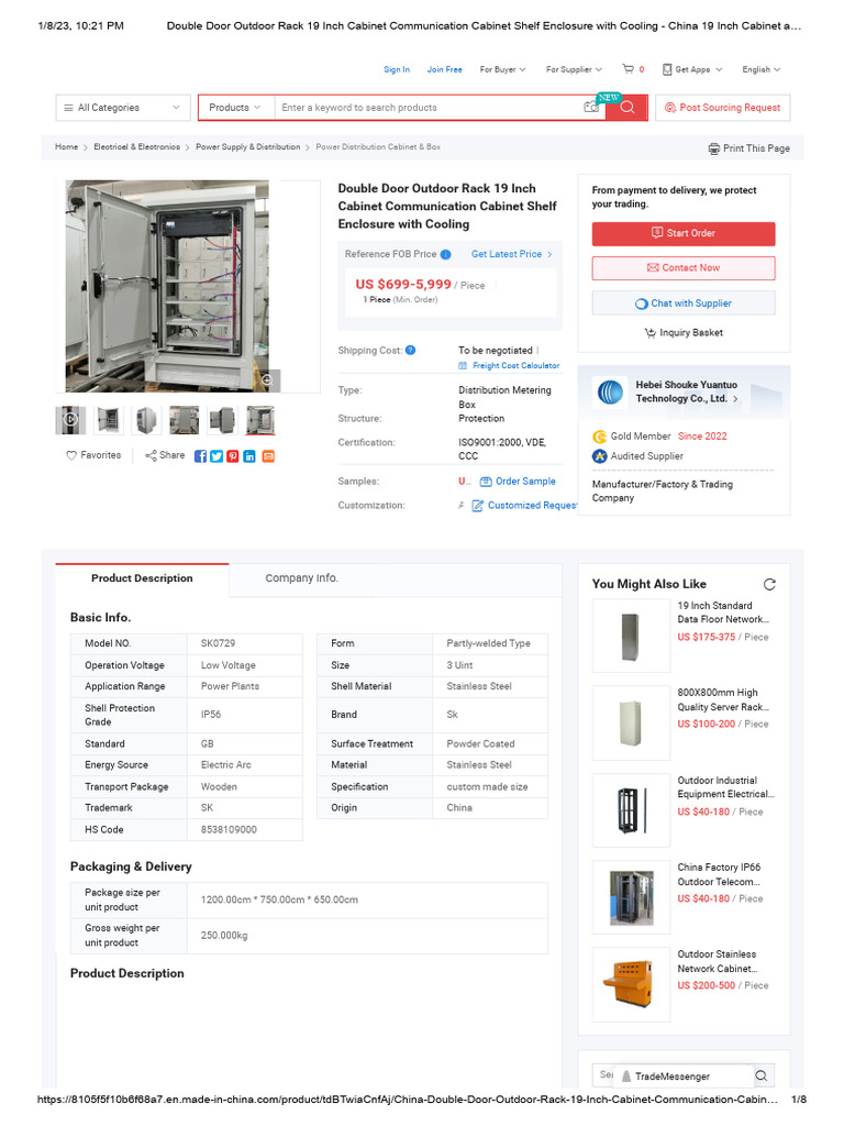 Double Door Outdoor Rack 19 Inch Cabinet Communication Cabinet Shelf ...