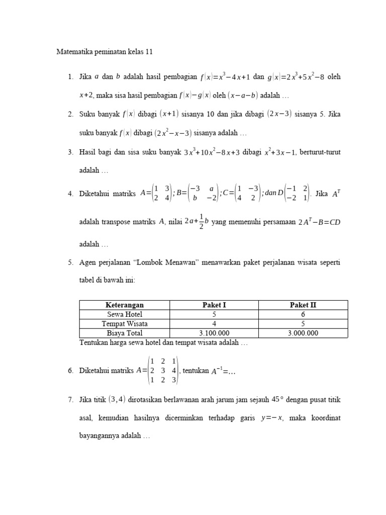 Matematika Peminatan Kelas 11 | PDF | Metode & Bahan Ajar