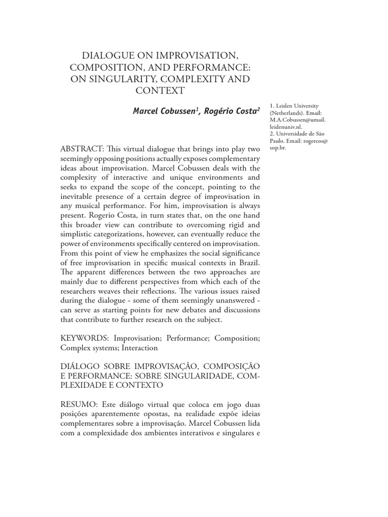 Improvisation: Complexity and Context | PDF | Jazz | Improvisation