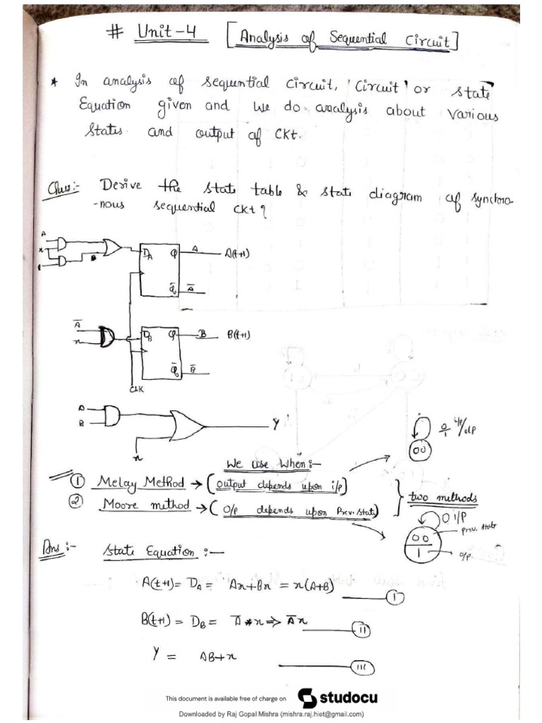 Unit 4 Notes Synchronous Sequential Circuits Pdf 9437