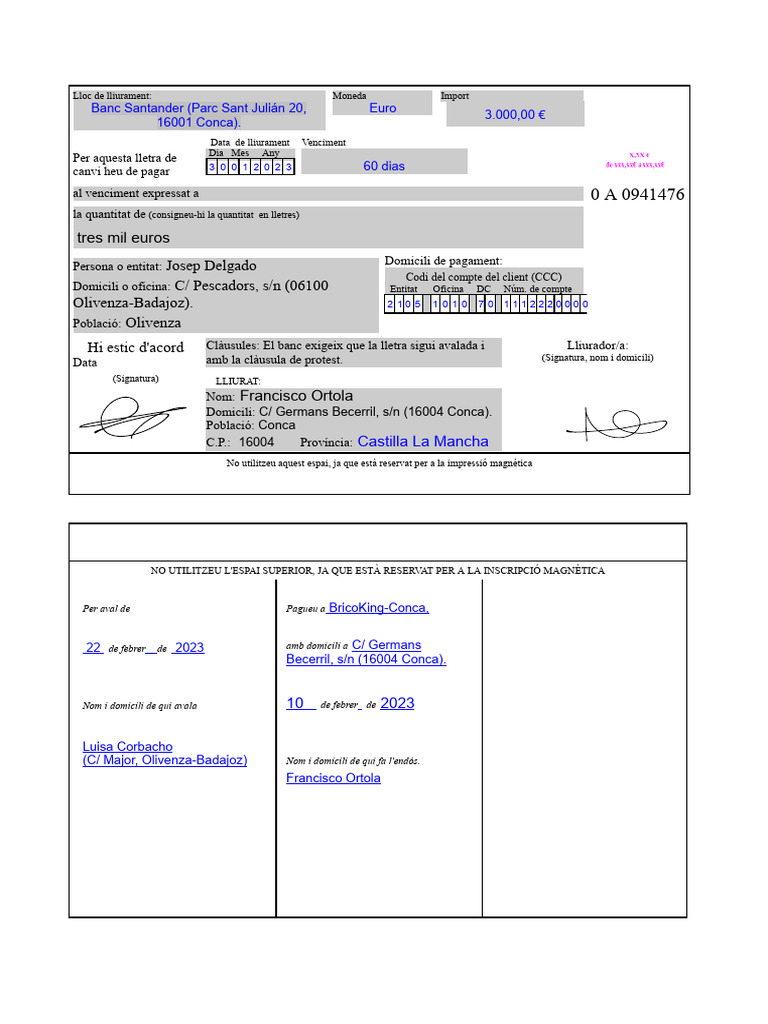 Lletra de Canvi | PDF
