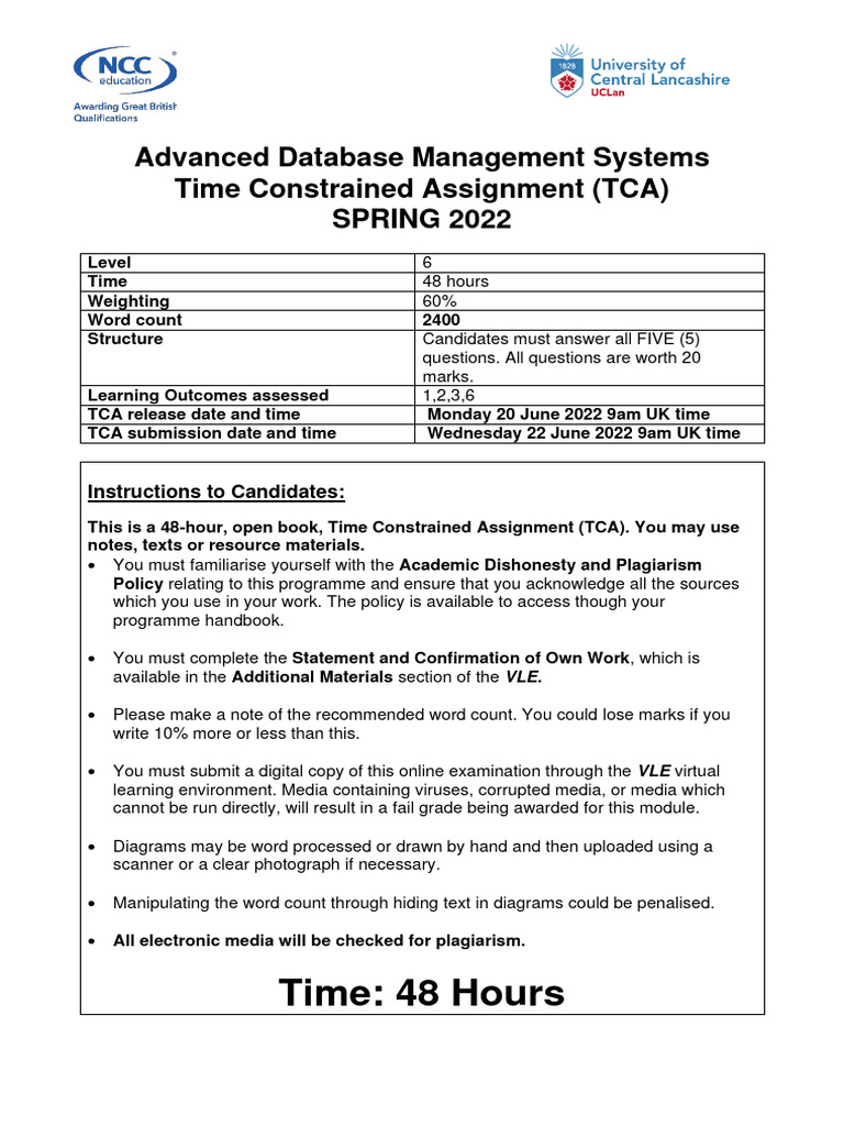 ADMS TCA Spring 2022 | PDF | Plagiarism