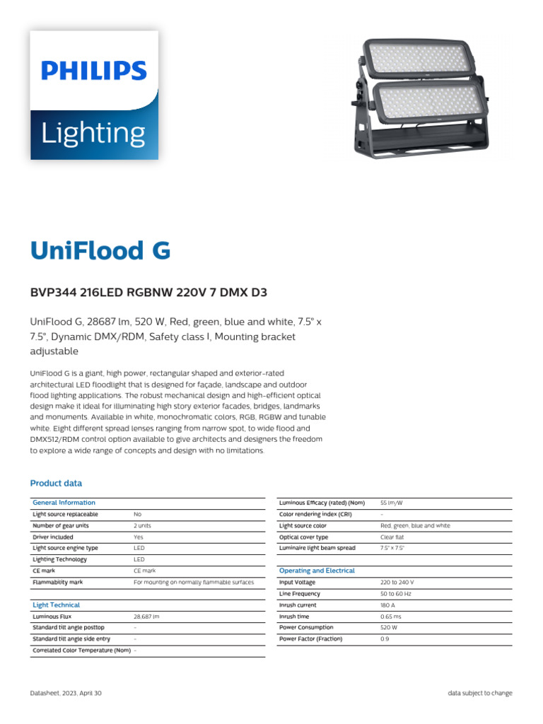 Projecteur 520W Animation RGBW | PDF | Lighting | Light Emitting Diode
