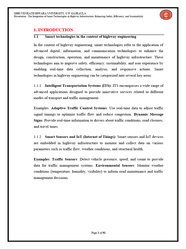 The Integration of Smart Technologies in Highway Infrastructure Enhancing Safety, Efficiency ...