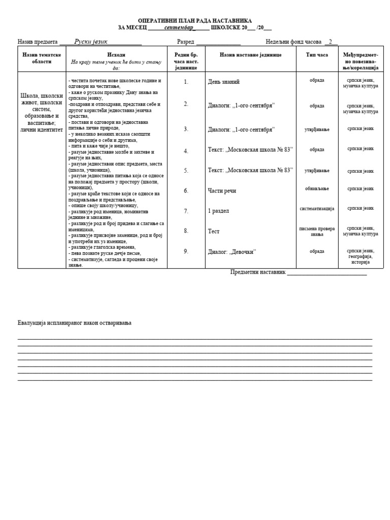 Mesecni Planovi Rada Orbita 6 | PDF