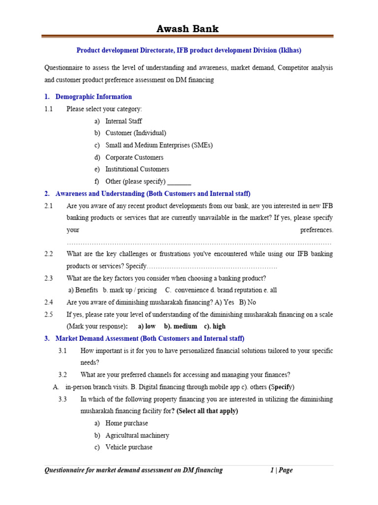 DM Financing Questionnaire | PDF | Banks | Option (Finance)