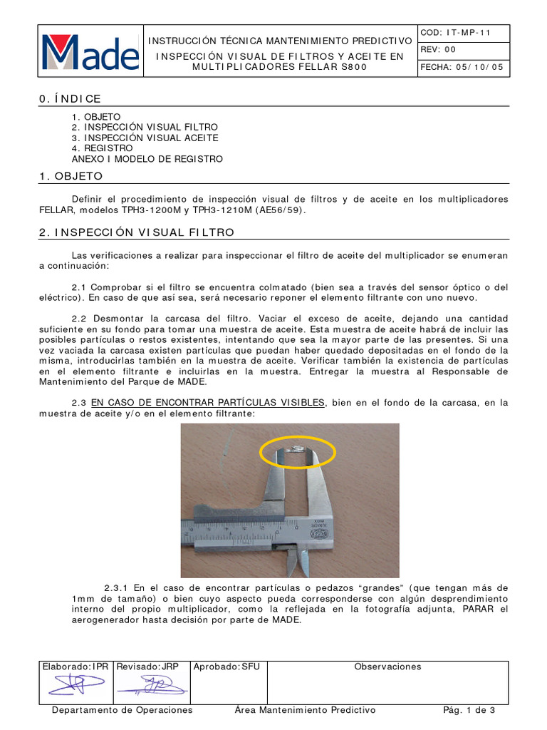 It-Mp-11 Inspección Filtros Fellar S800 | PDF