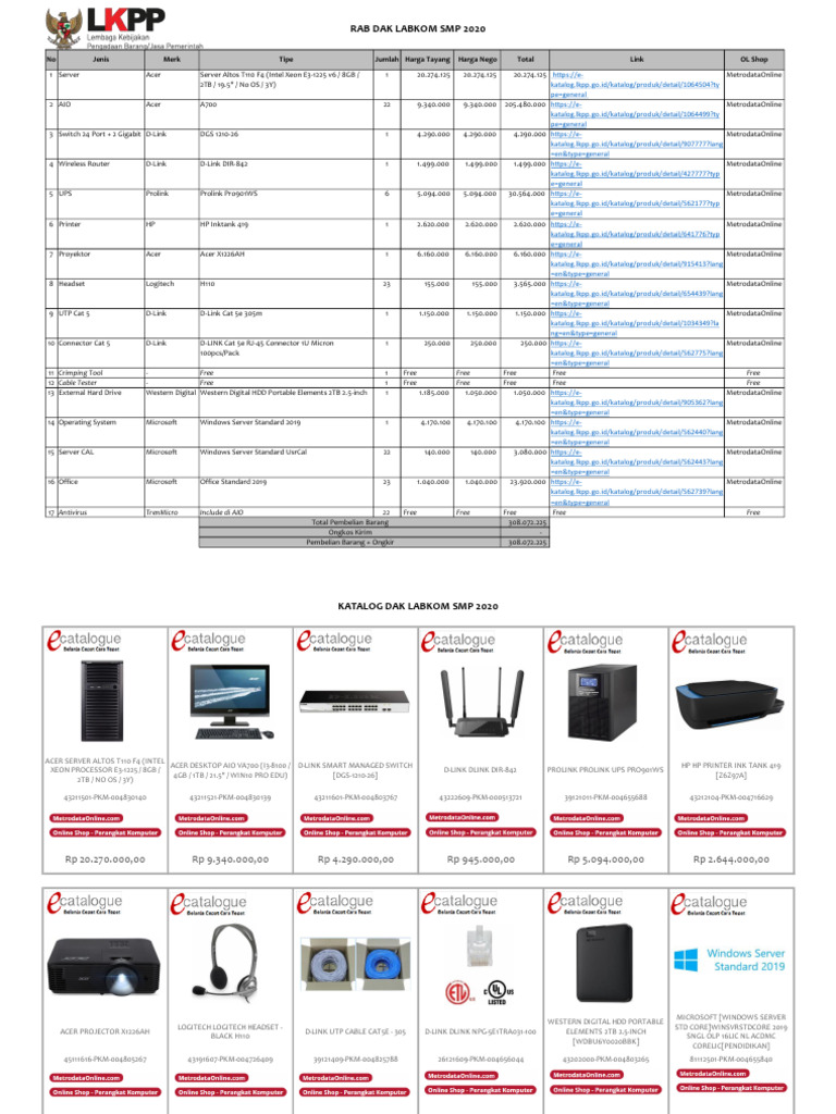 RAB & Katalog DAK Lab Komputer SMP | Download Free PDF | Computer Science | Office Equipment