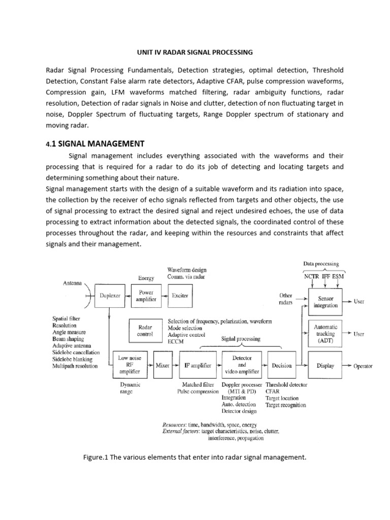 Unit Iv Radar Signal Processing | PDF | Radar | Signal To Noise Ratio