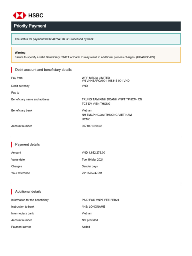 Payment Advice - VNPT | PDF