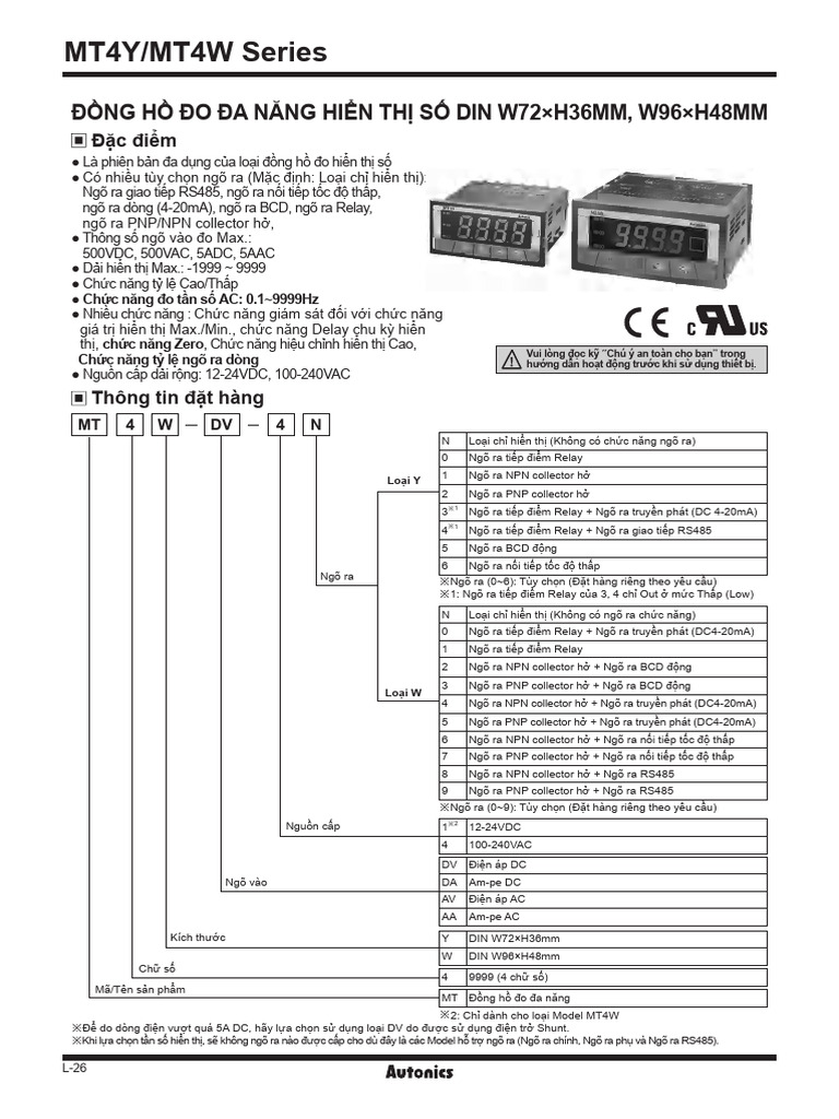 Panel Meter MT4Y MT4W Autonics Catalog | PDF