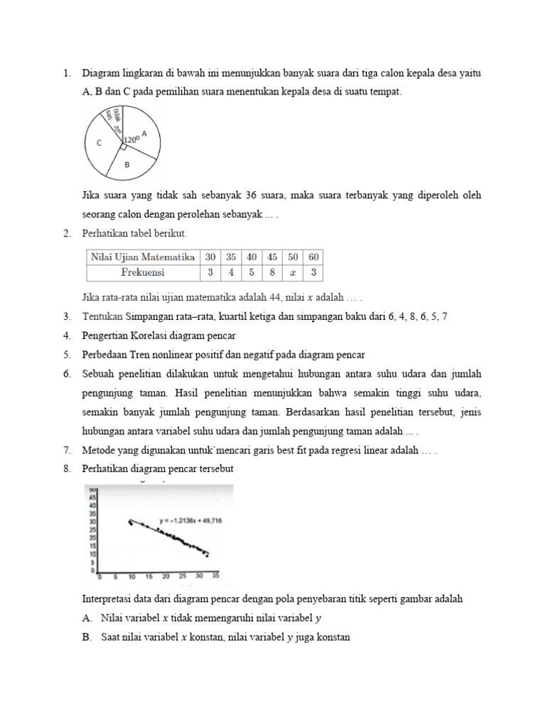 Kisi - Kisi Pas Matematika Wajib | PDF