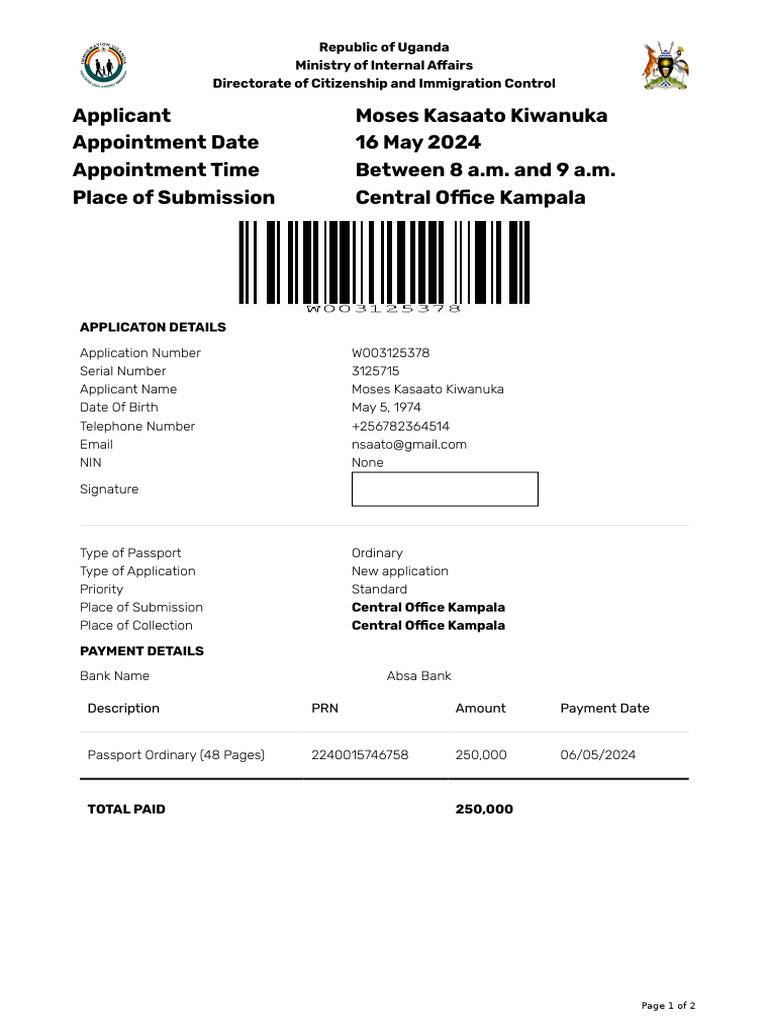 Appointment For Passport Interview | PDF | Passport | Government And ...
