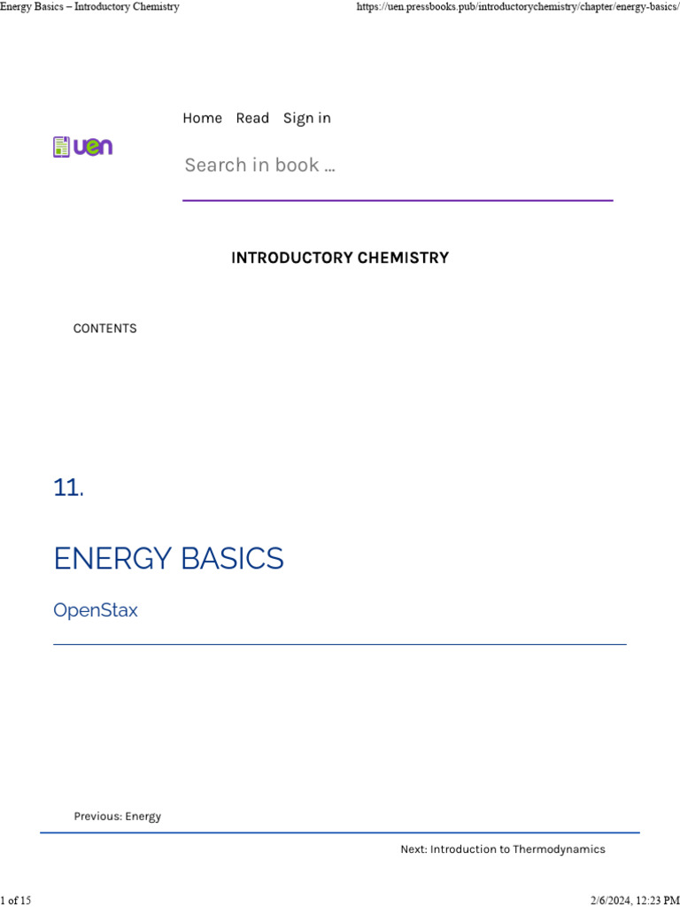 Energy Basics - Introductory Chemistry | PDF | Heat | Temperature