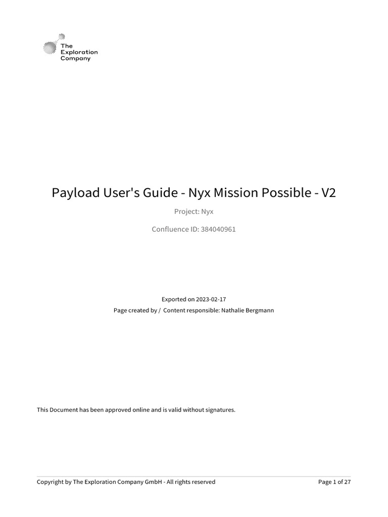 Payload Users Guide Nyx Mission Possible V2 ID 384040961 v44 2023 02-17-1655 | PDF | Space ...
