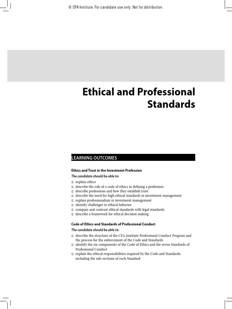 CFA Ethical Standards and Professionalism | PDF | Regulatory Compliance ...