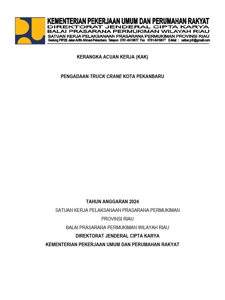 KAK Truk Crane Kota Pekanbaru Rev.02 | PDF