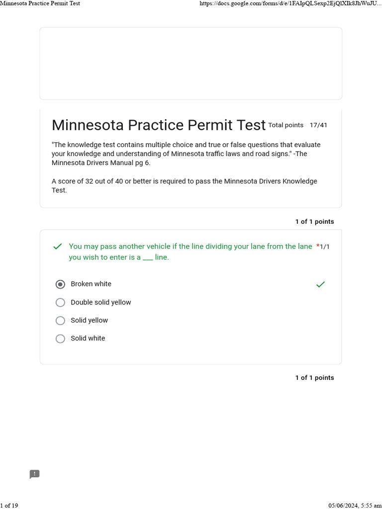 Minnesota Permit Test Practice Guide | PDF | Intersection (Road) | Road ...