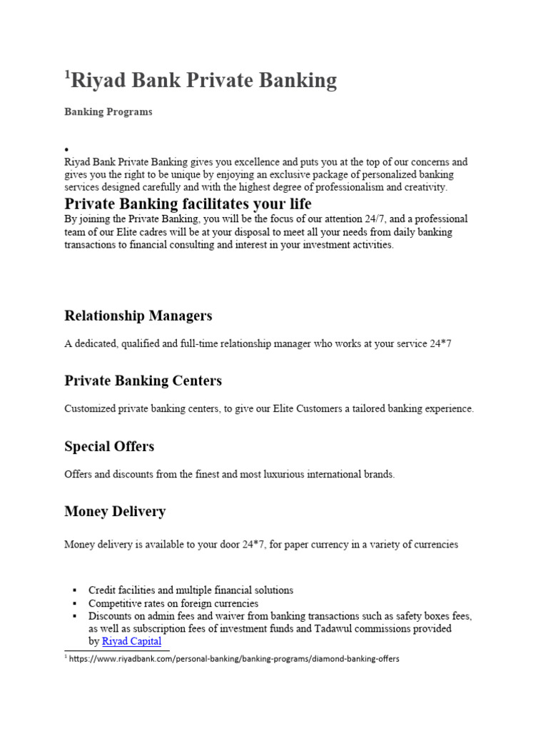 Riyad Bank Private Banking | PDF | Master Card | Banks