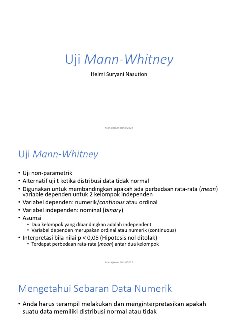 Uji Mann-Whitney | PDF
