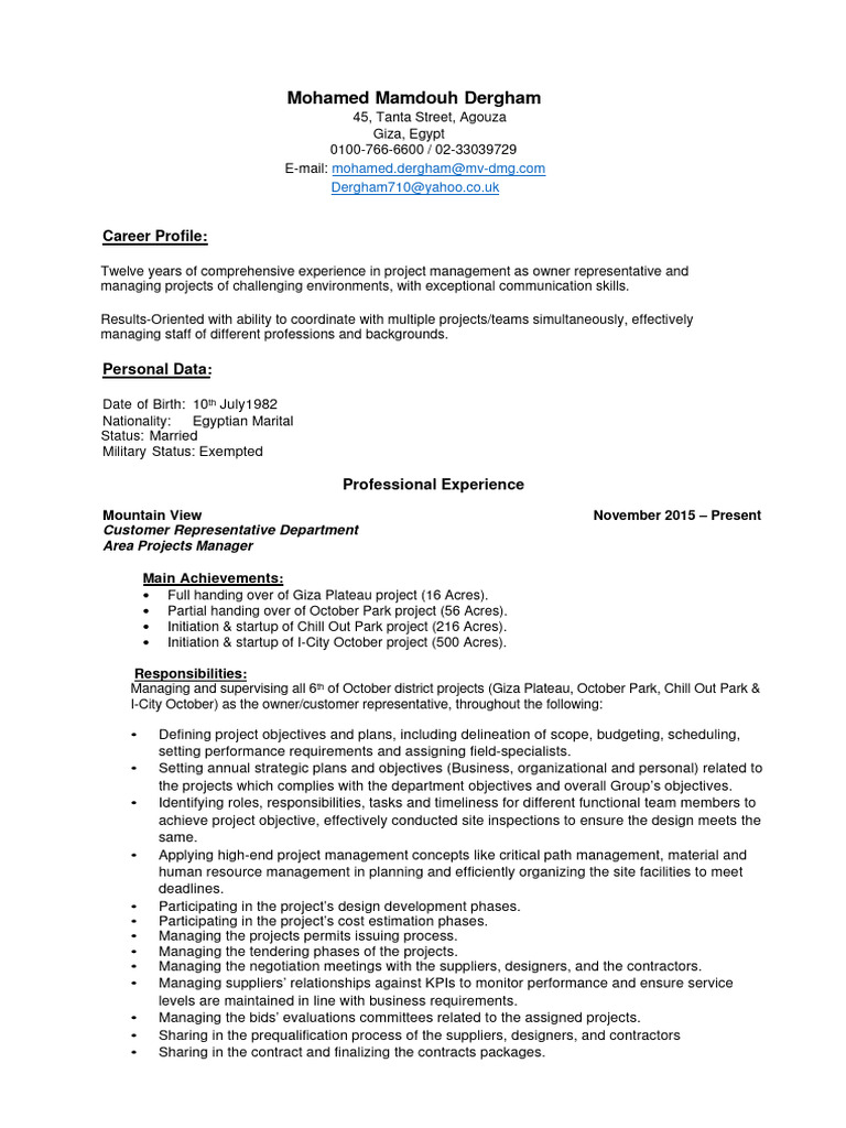Mohamed Dergham's Resume | PDF | Economies | Business