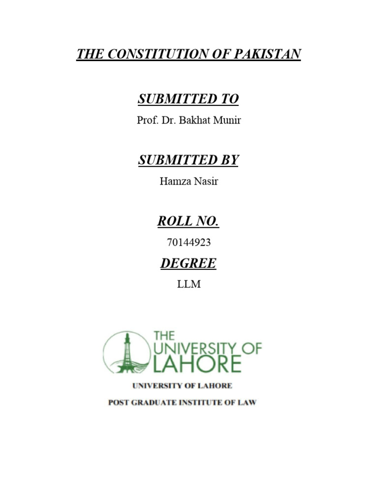 The Constitution of Pakistan | PDF | Public Law | Legal Documents