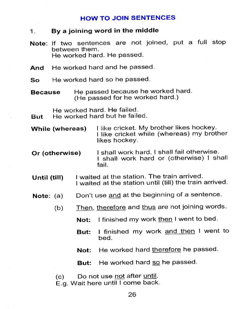 How To Join Sentences | PDF